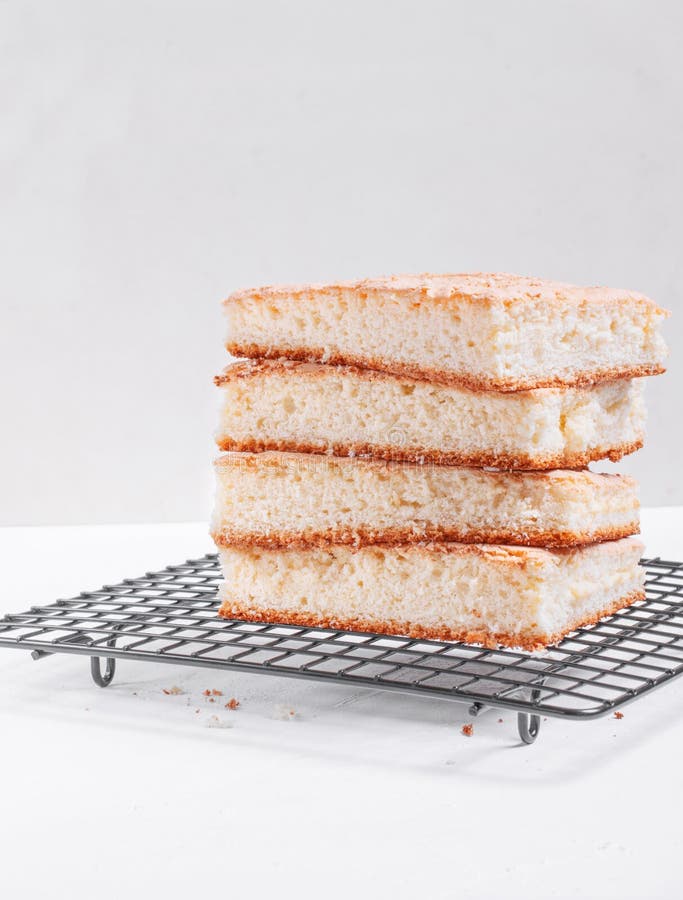 Sponge Cake Cut into Square Pieces in Stack Stock Image - Image of oven ...