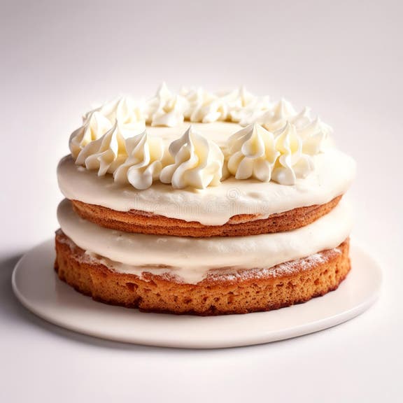 Sponge Cake Decorated with Buttercream on a Light Background. Stock ...