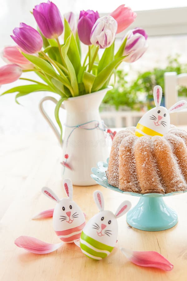 Sponge cake and tulips stock photo. Image of poundcake - 51072410