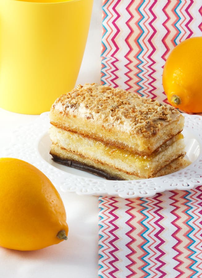 Sponge Cake with Lemon and Nuts Stock Image - Image of lemon, cake ...