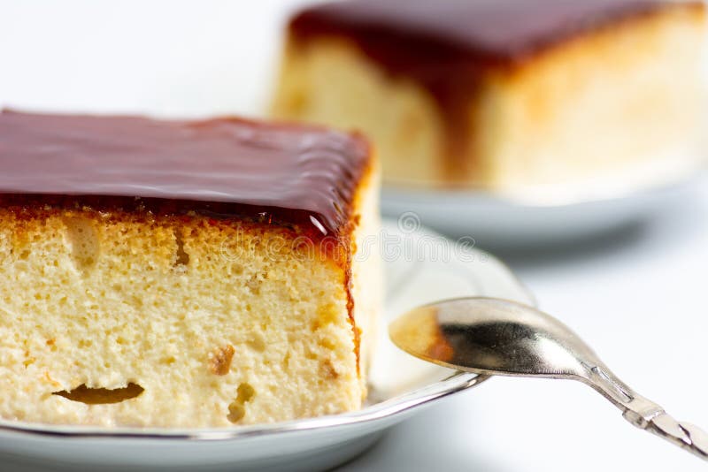 Sponge Cake with Milk and Caramel Topping Stock Image - Image of ...