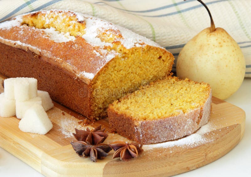 Sponge cake and pear stock photo. Image of star, anise - 38998176