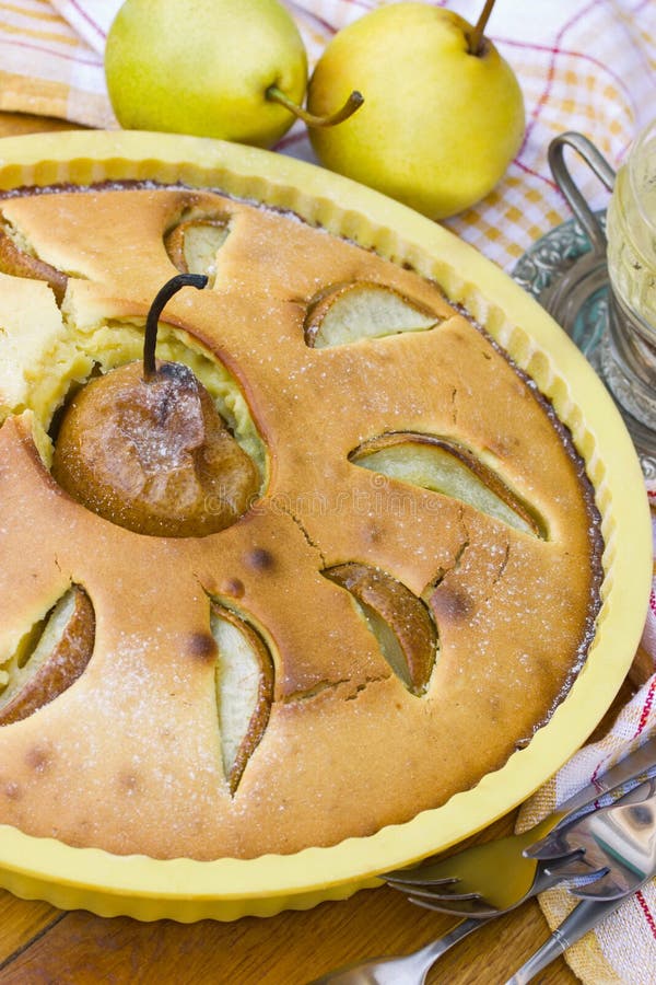 Sponge cake with pears stock image. Image of pear, ingredients - 70011329