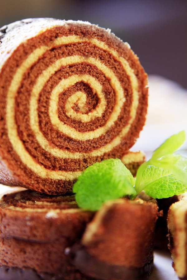 Sponge cake roll stock image. Image of chocolate, vanilla - 14484825
