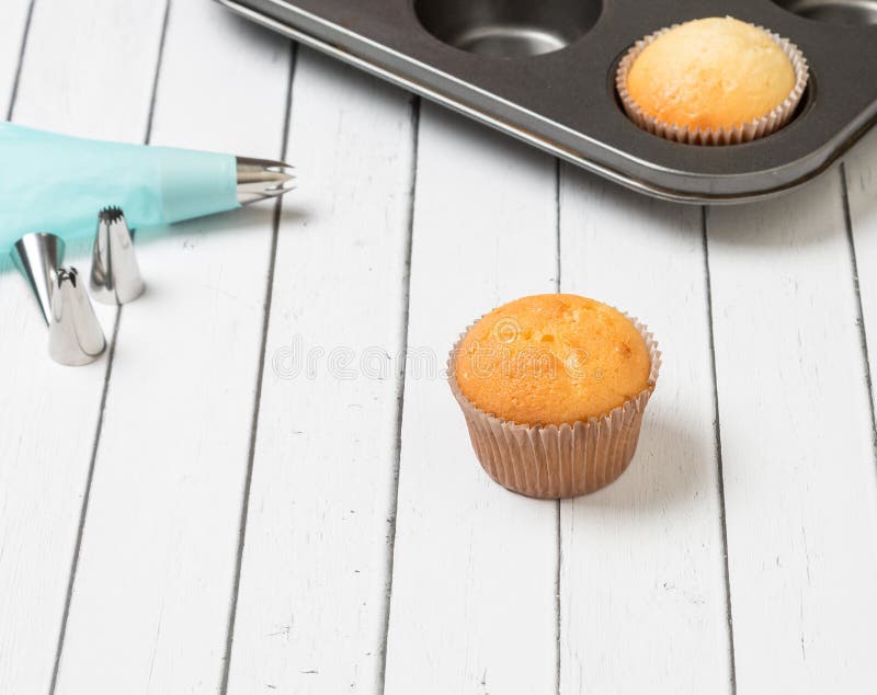 Sponge Cake on a White Table in the Process of Cooking. Stock Photo ...