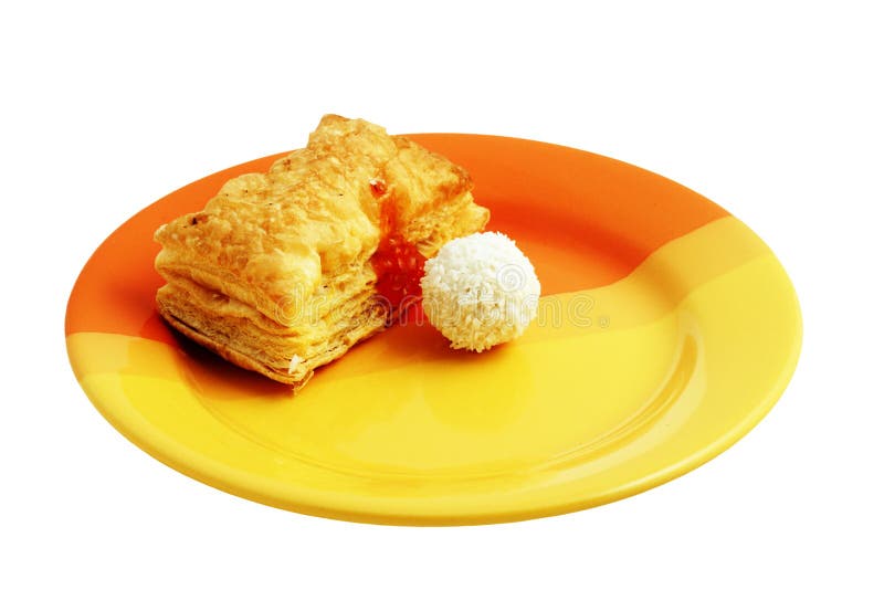 Sponge and Candy on Colored Plate Stock Photo - Image of plain, healthy ...