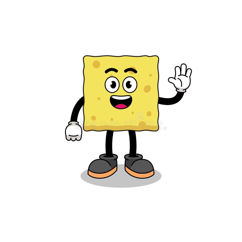 Sponge Cartoon Doing Wave Hand Gesture Stock Vector - Illustration of ...