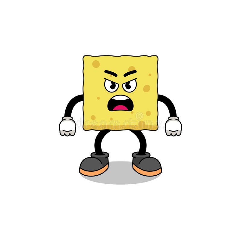 Sponge Cartoon Illustration with Angry Expression Stock Vector ...