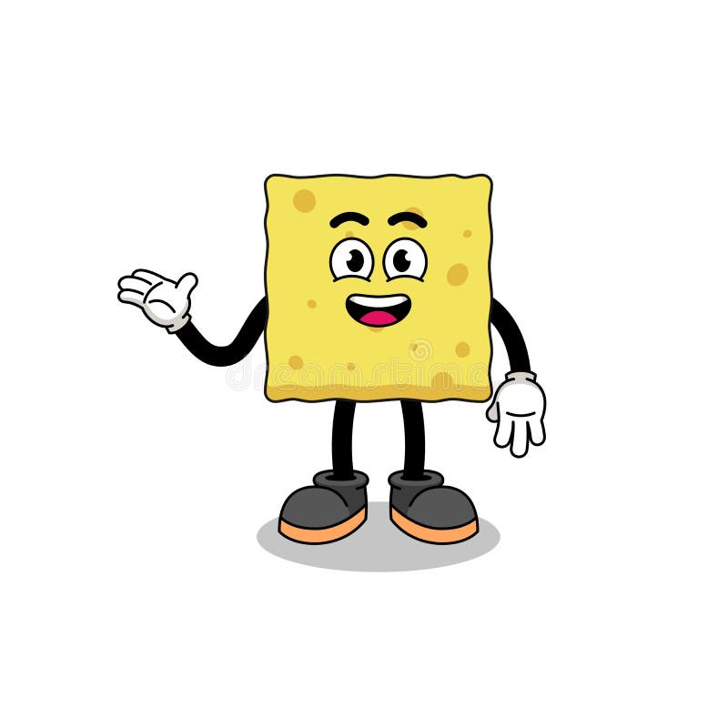 Sponge Cartoon with Welcome Pose Stock Illustration - Illustration of ...