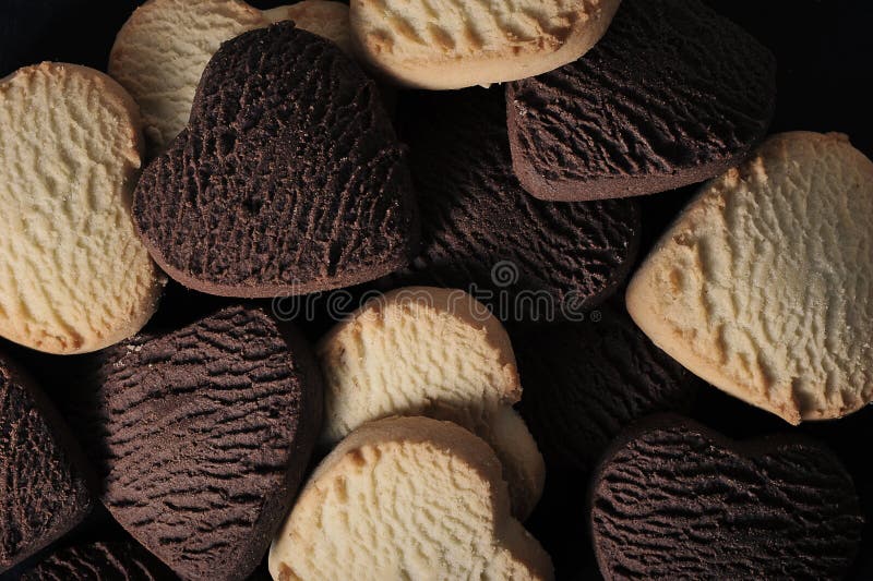 Sponge Cookies in the Form of Heart - Top View Stock Photo - Image of ...