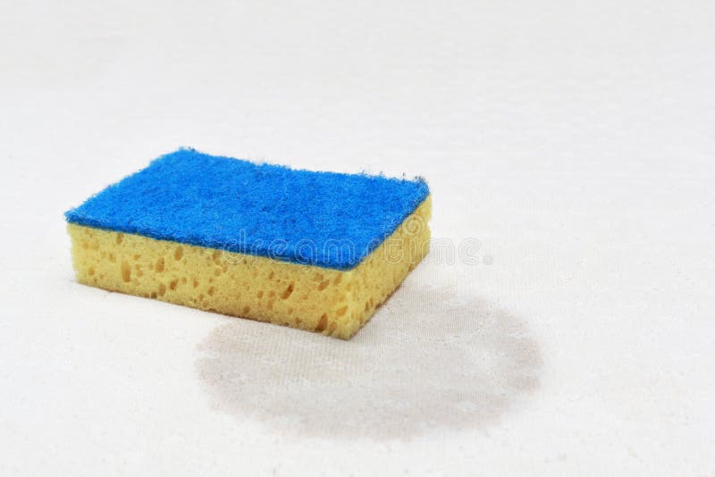 Sponge on the Fabric with Stain, Contamination. the Concept of Removing ...