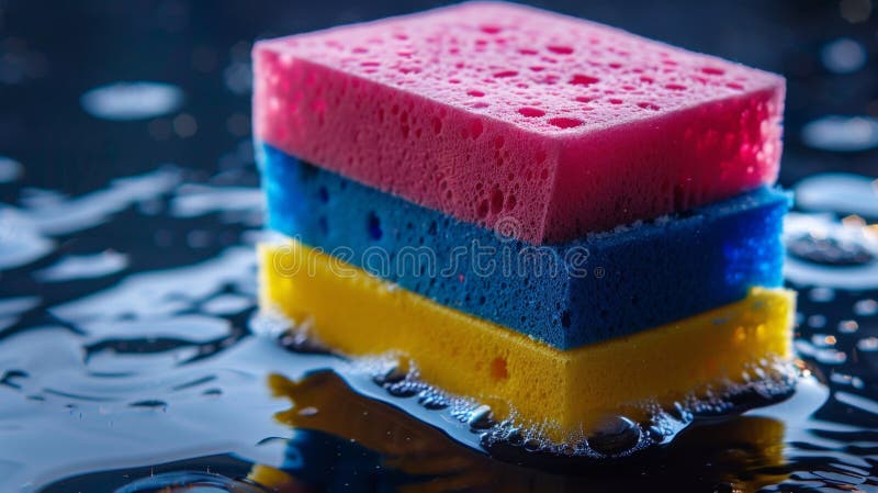 A Sponge Floating on Water Surface Stock Image - Image of texture ...