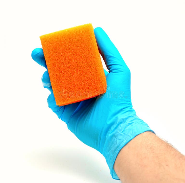 Sponge in hand stock image. Image of domestic, hold, disinfecting - 8796595