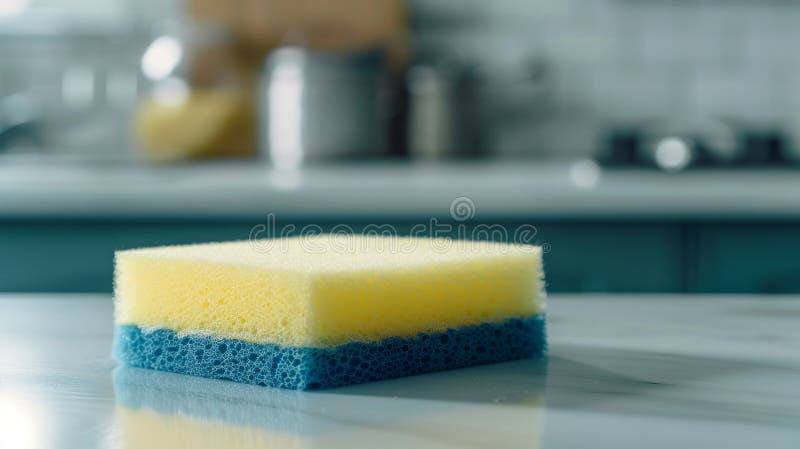 A Sponge on a Kitchen Counter Stock Photo - Image of kitchen, wipe ...