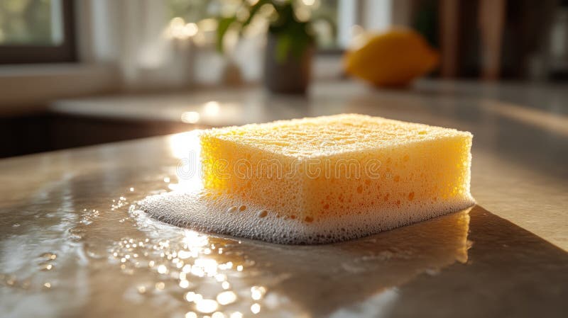 Sponge Kitchen Countertop Sunlight Bubbles Stock Photos - Free ...