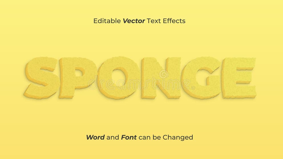 3D Editable Yellow Sponge Vector Text Effect Stock Vector ...