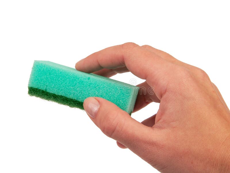 Sponge for Washing Dishes in Hand Isolated on the White Stock Image ...