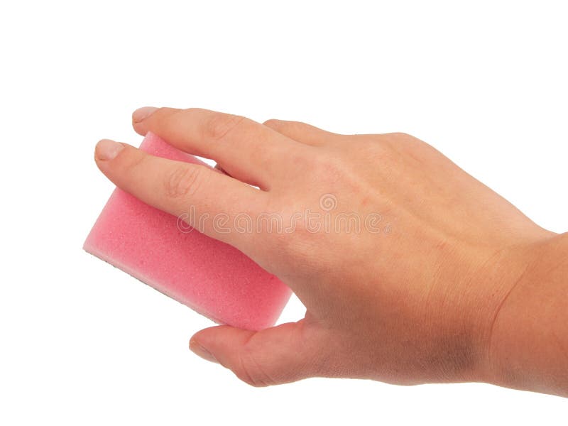 Sponge for Washing Dishes in Hand Isolated on the White Stock Photo ...