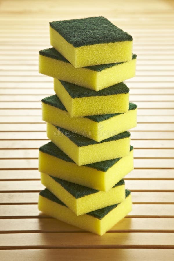 Sponges Mountain on Wooden Background Stock Photo - Image of hygiene ...