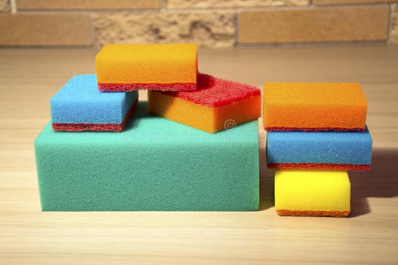 Sponges for Washing Dishes of Different Sizes. Stock Image - Image of ...