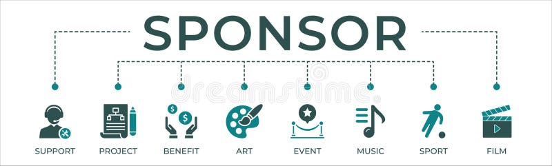 Sponsor Banner Web Icon Vector Illustration Concept with Icons of ...