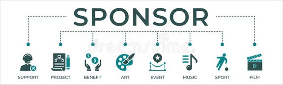Sponsor Banner Web Icon Vector Illustration Concept with Icons of ...