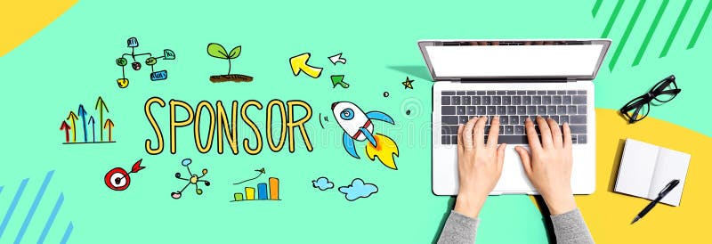 Sponsor with Person Using a Laptop Stock Image - Image of donating ...