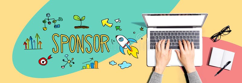 Sponsor with Person Using a Laptop Stock Image - Image of support ...