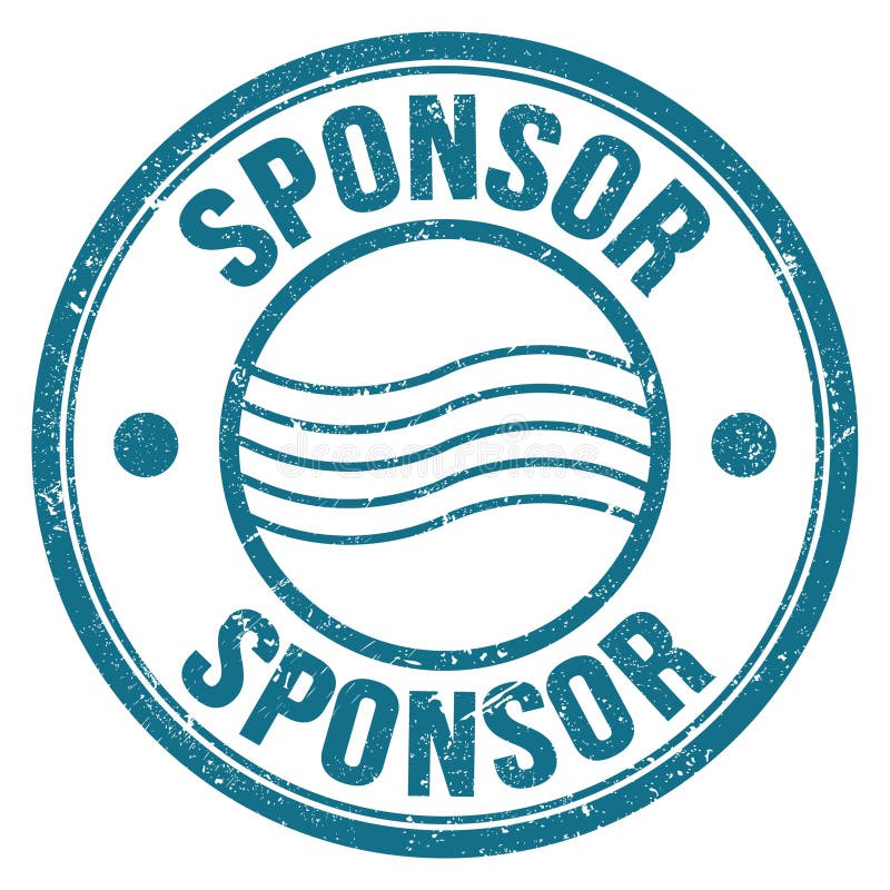 SPONSOR Text Written on Blue Round Postal Stamp Sign Stock Illustration ...