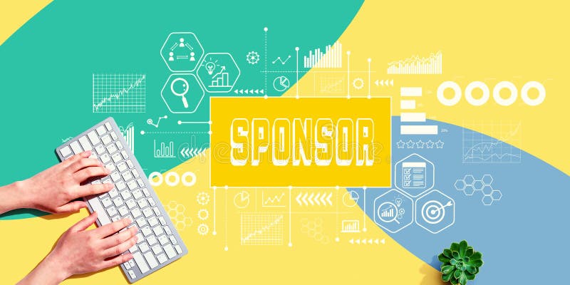 Sponsor Theme with Person Using Computer Keyboard Stock Image - Image ...