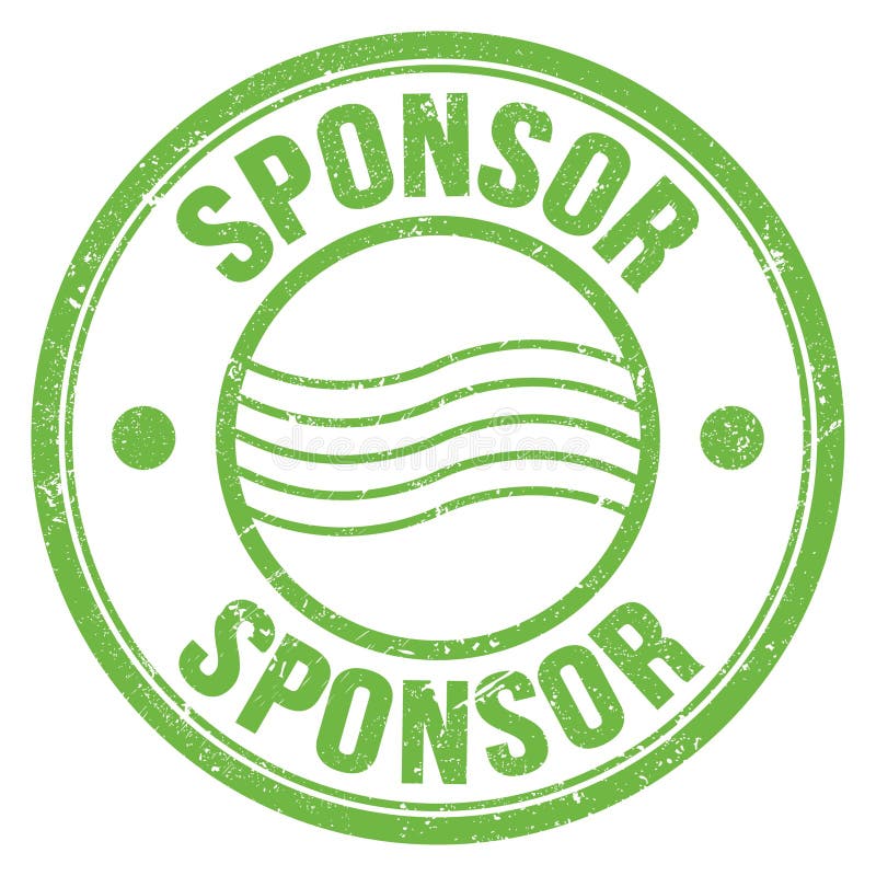 SPONSOR Text Written on Green Round Postal Stamp Sign Stock ...