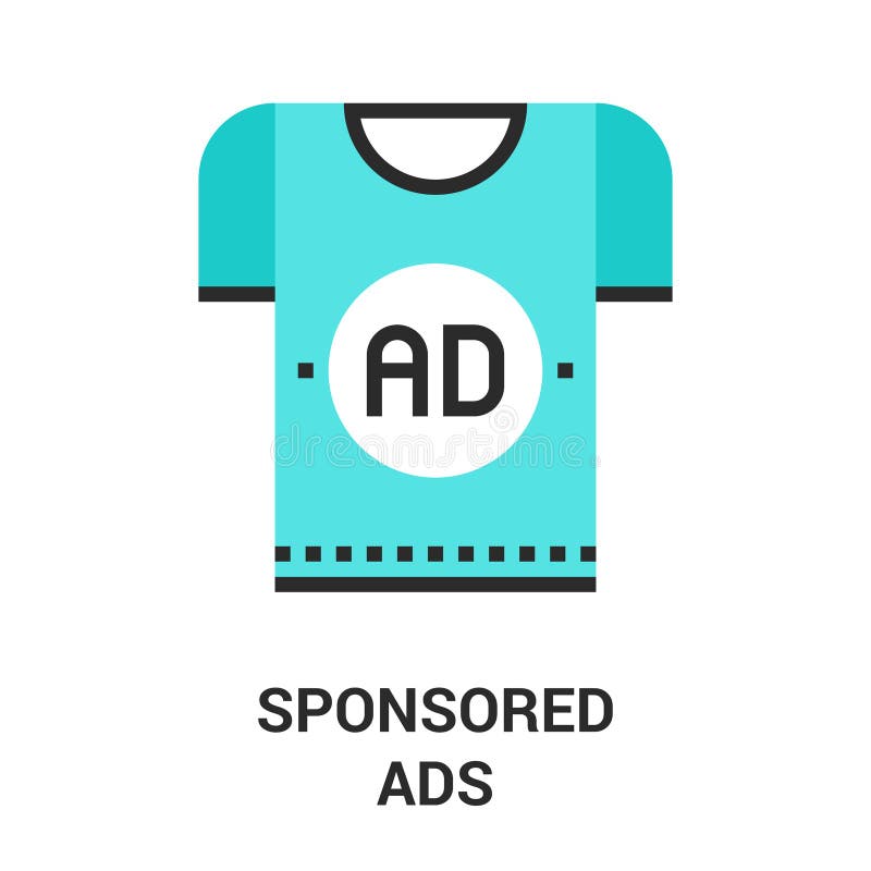 Sponsored Ads Flat Line Icon Design Concept Stock Illustration ...