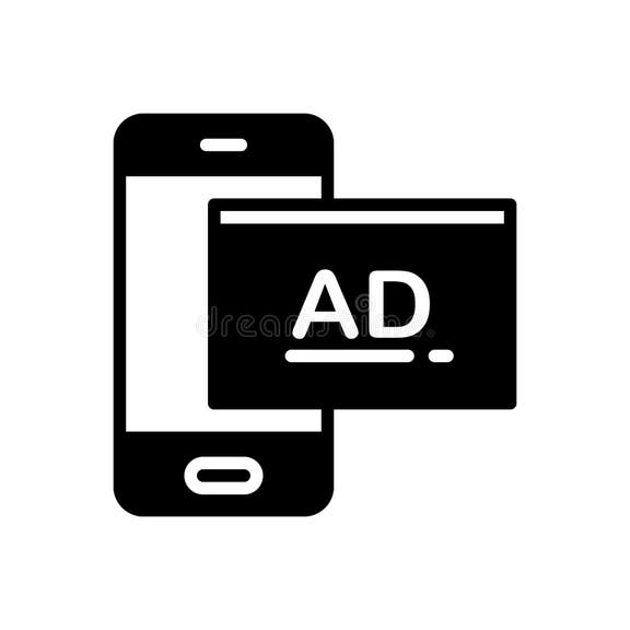 Black Solid Icon for Sponsored Ads, Mobile and Smartphone Stock Vector ...