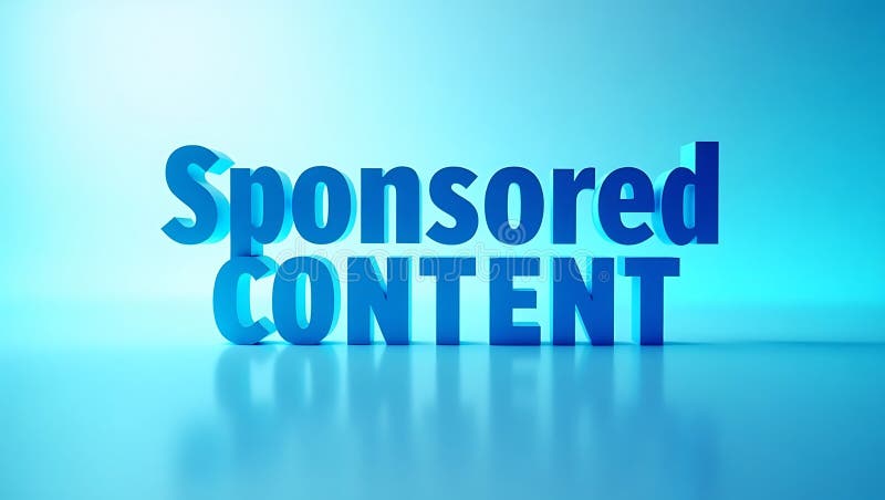 Sponsored Content in Bold Blue Typography on a Smooth, Reflective ...