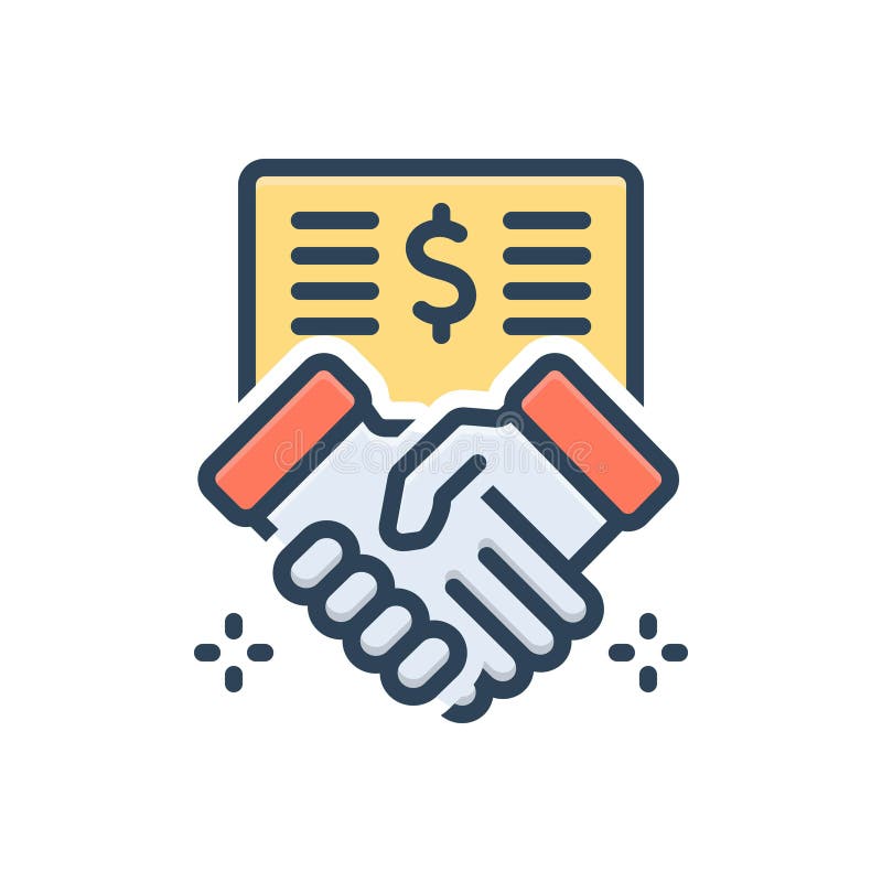 Color Illustration Icon for Sponsorship, Handshake and Money Stock ...