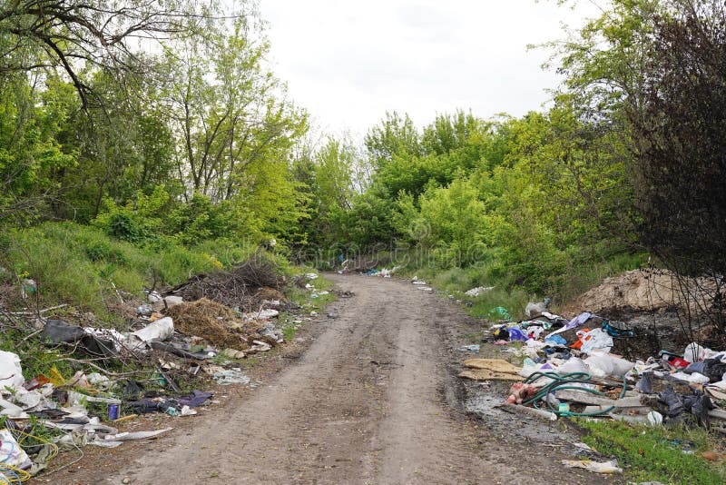 Spontaneous Garbage Dump Along the Road Stock Photo - Image of ...