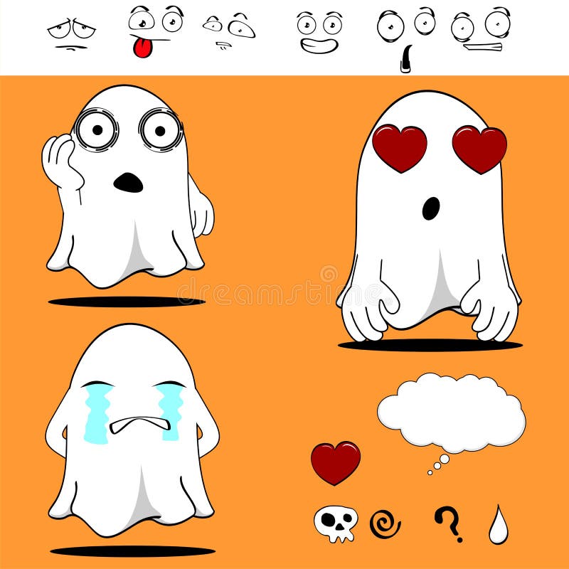 Spook Grappig Beeldverhaal Set7 Vector Illustratie - Illustration of ...