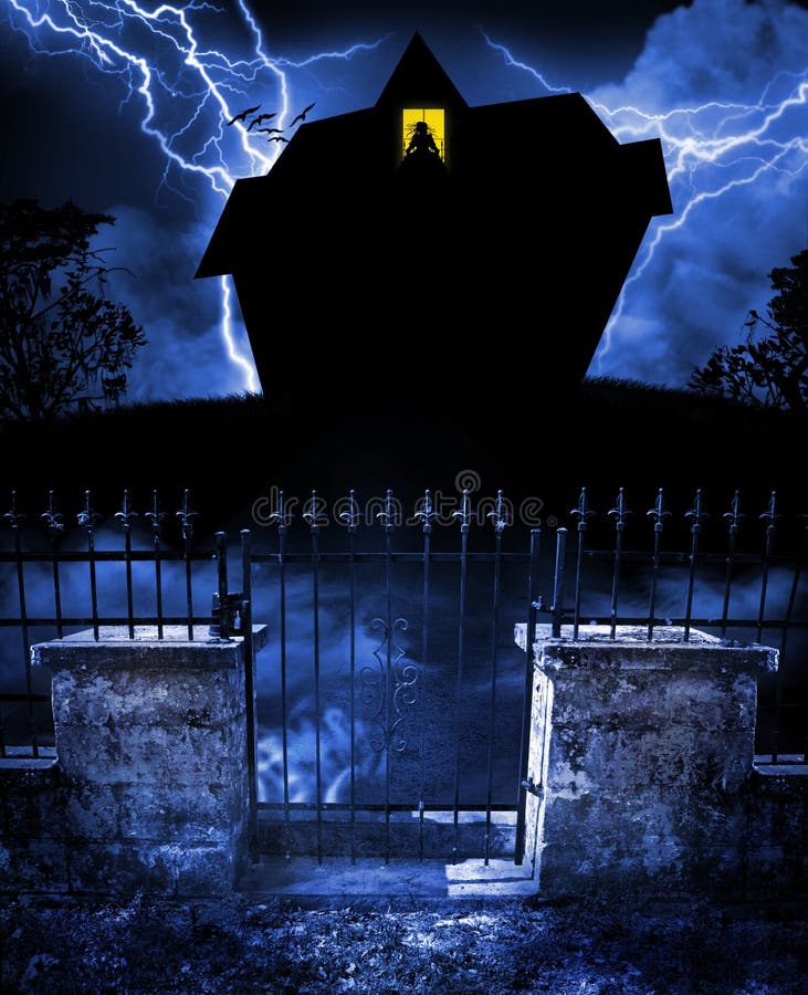 Spookhuis stock foto. Image of cijfer, jong, vrouw, geest - 14613946