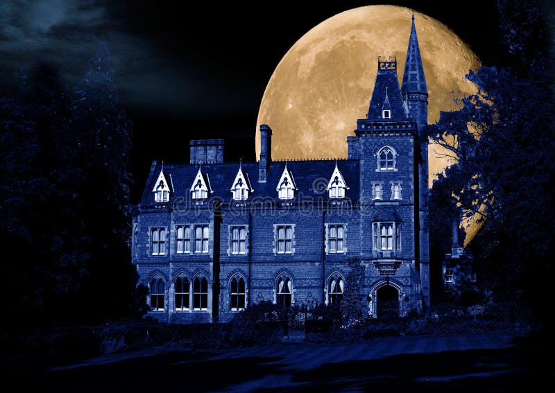 Spookhuis stock afbeelding. Image of digitaal, wolken - 3468199