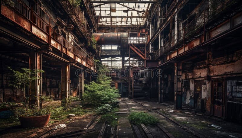 Spooky Old Factory, Abandoned and Ruined, a Rusty Mess Inside Stock ...