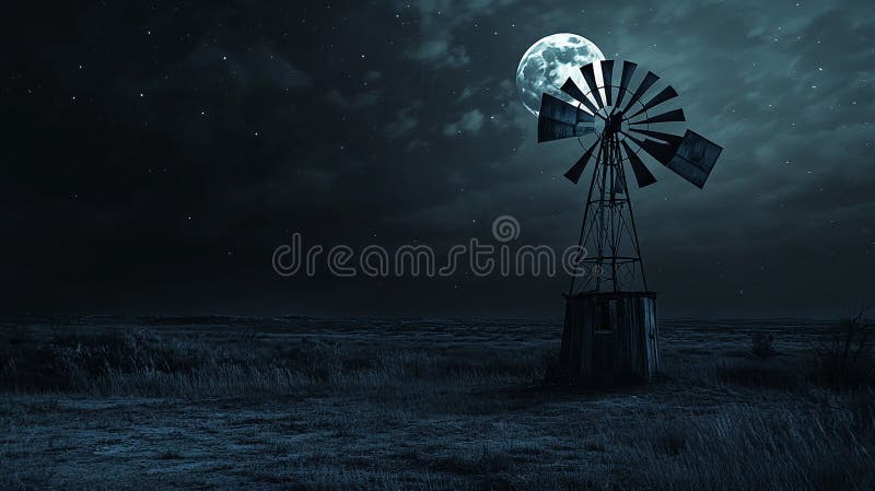 Spooky Abandoned Windmill Standing in a Desolate Landscape Stock Photo ...