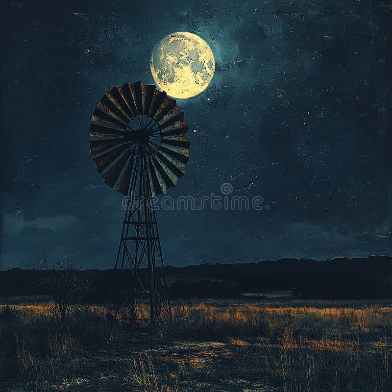 Spooky Abandoned Windmill Standing in a Desolate Landscape Stock Image ...