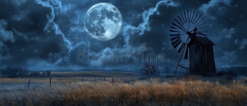 Spooky Abandoned Windmill Standing in a Desolate Landscape Stock Photo ...