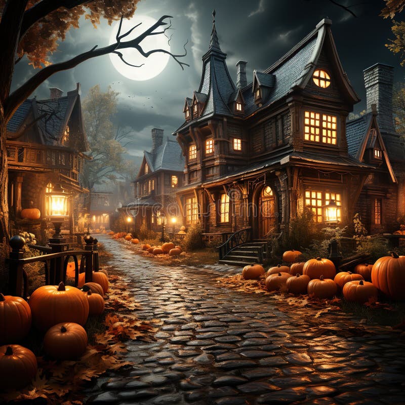 A Spooky and Atmospheric Halloween Illustration Stock Illustration ...