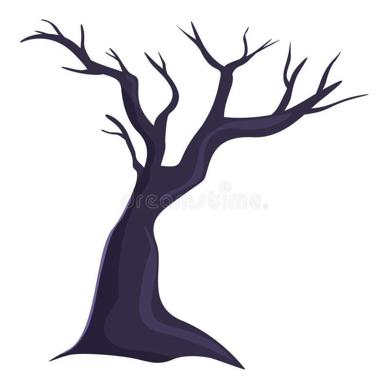 Spooky Bare Tree Reaching for the Night Sky Stock Vector - Illustration ...