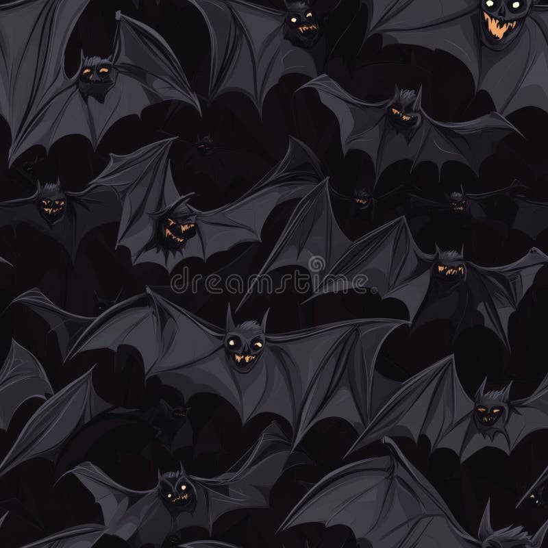 A Spooky Bat Cave Pattern with Dark Winged Creatures Hiding in Shadows ...