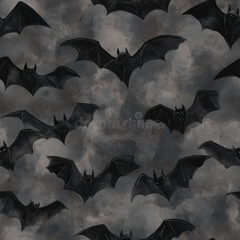 A Spooky Bat Cave Pattern with Dark Winged Creatures Hiding in Shadows ...