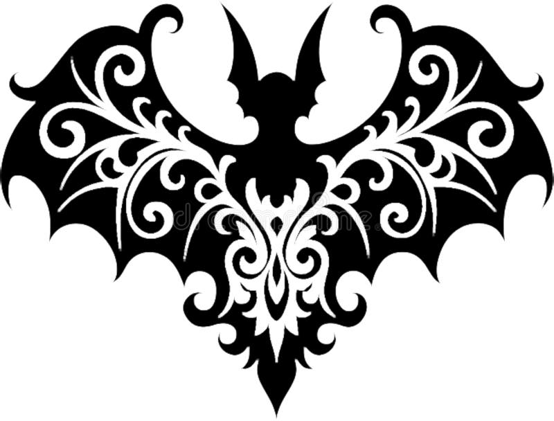 Spooky Black Bat Stencil for Halloween Decorations. Stock Illustration ...