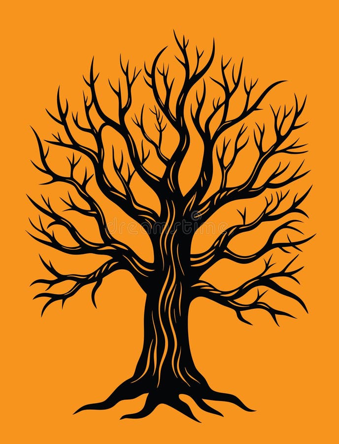 Spooky Black Tree Vector for Halloween. Spooky Tree Vector Stock ...