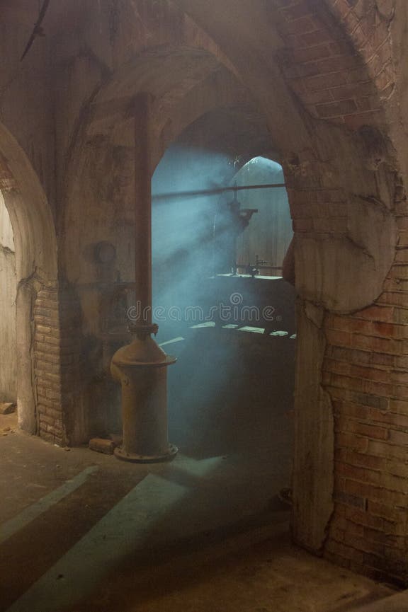 Spooky Caverns with Lighted Hallways. Stock Image - Image of inside ...